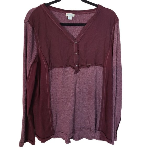 Sundance | Tops | Sundance Womens S Reddish Purple Long Sleeves Waffle ...